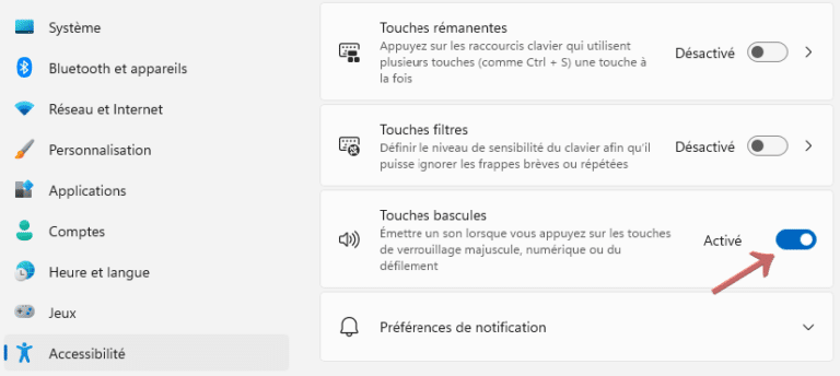 Comment avoir un avertissement sonore lorsque les touches [Verr Maj] ou ...